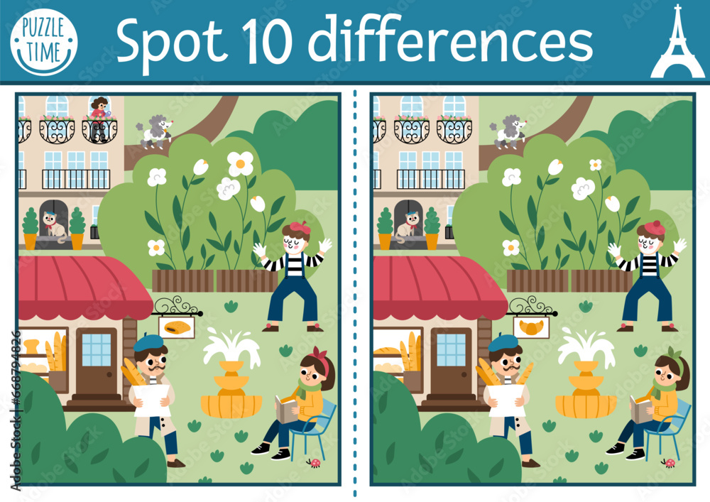 Find differences game for children. Educational activity with cute ...