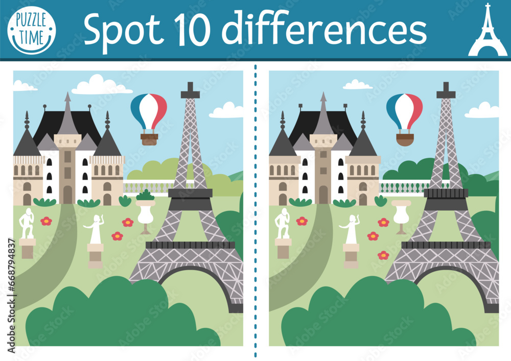 Find differences game for children. Educational activity with cute ...