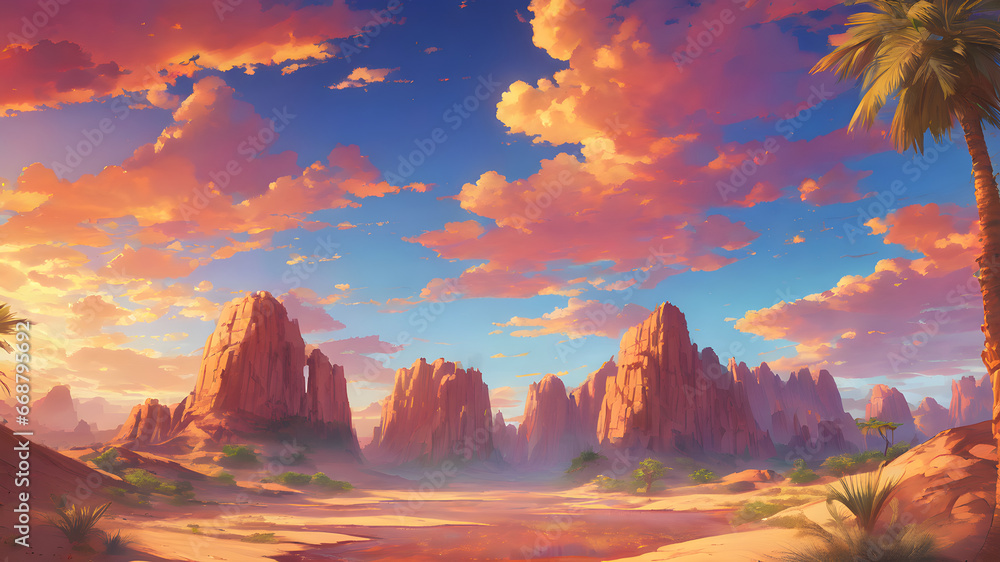 Volcanic Eruption in 2D: An Illustration of a Mountain Exploding with ...