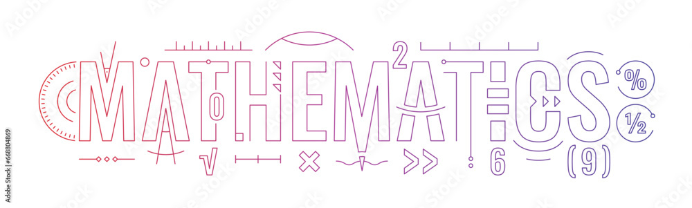 mathematics word concept. technical drawing mathematics word. gradient ...