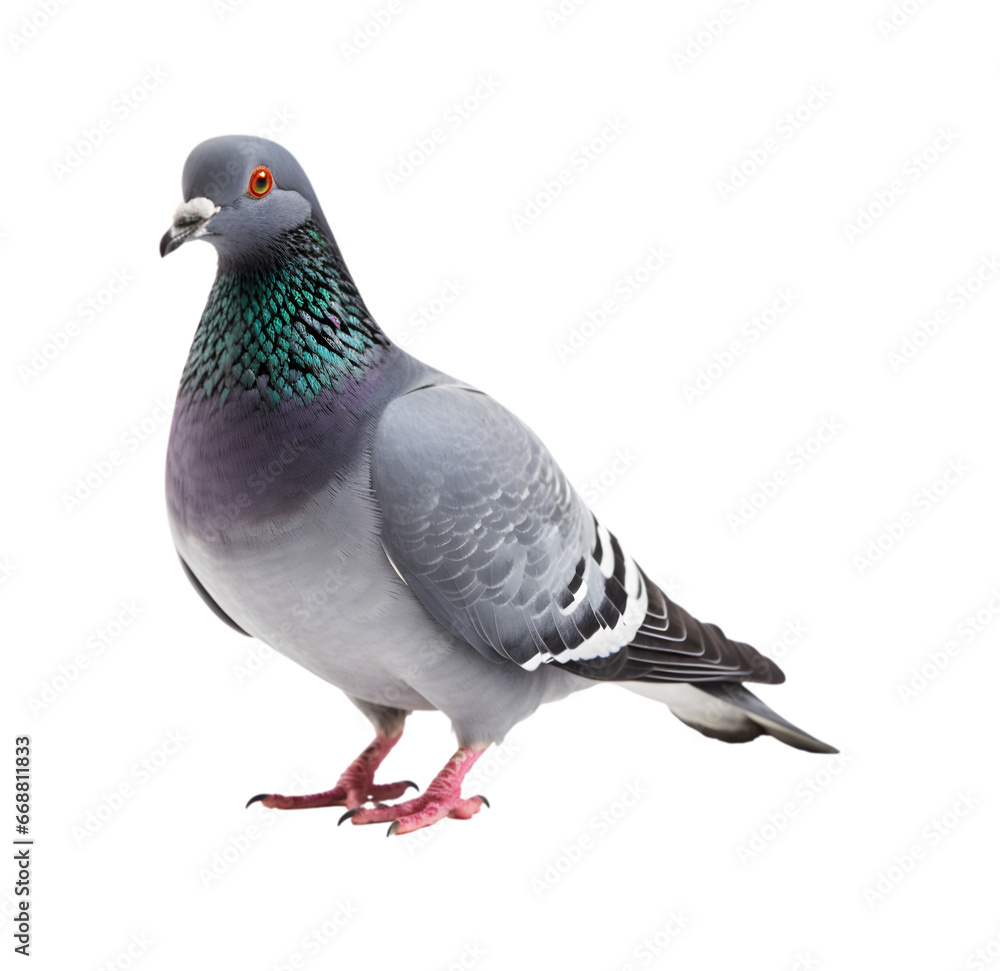full body of a racing pigeon, side view isolated on a transparent ...