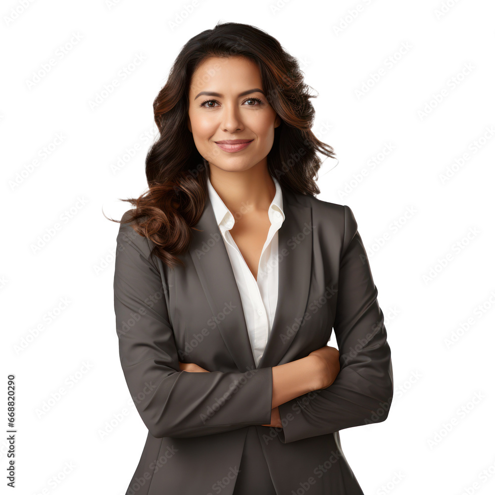 Business woman portrait isolated on white transparent background, Latin ...