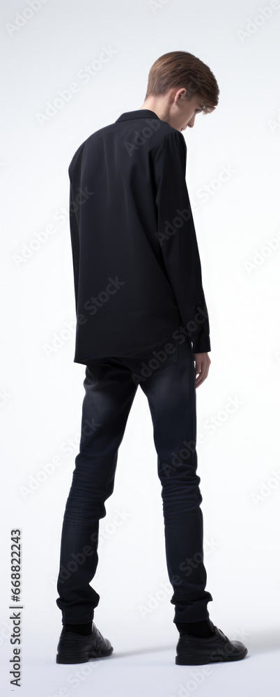 Young skinny anorexic teen boy. Blond hair. Eating disorders. Sad and ...