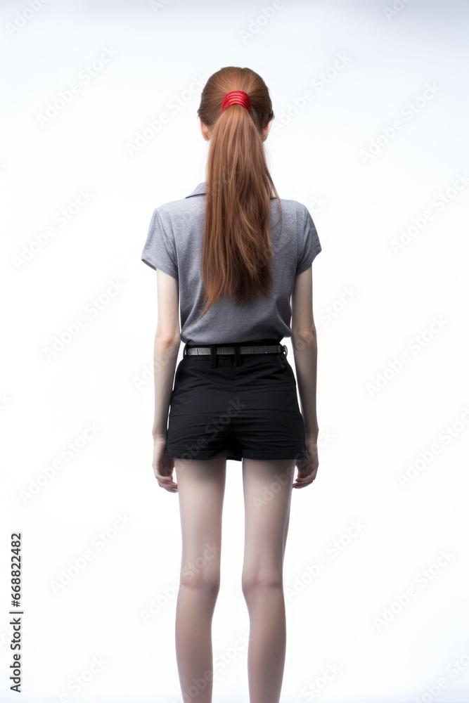 Full view of a teen girl with eating disorders. Skinny, thin, slim ...