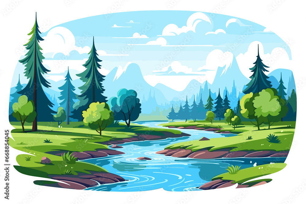 natural river element flat design isolated on white background Stock ...