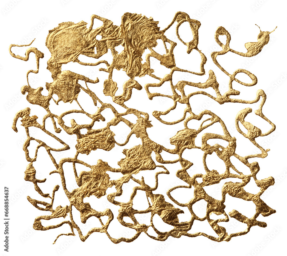 PNG Gold glitter ink scrawl stain line blot design element on ...