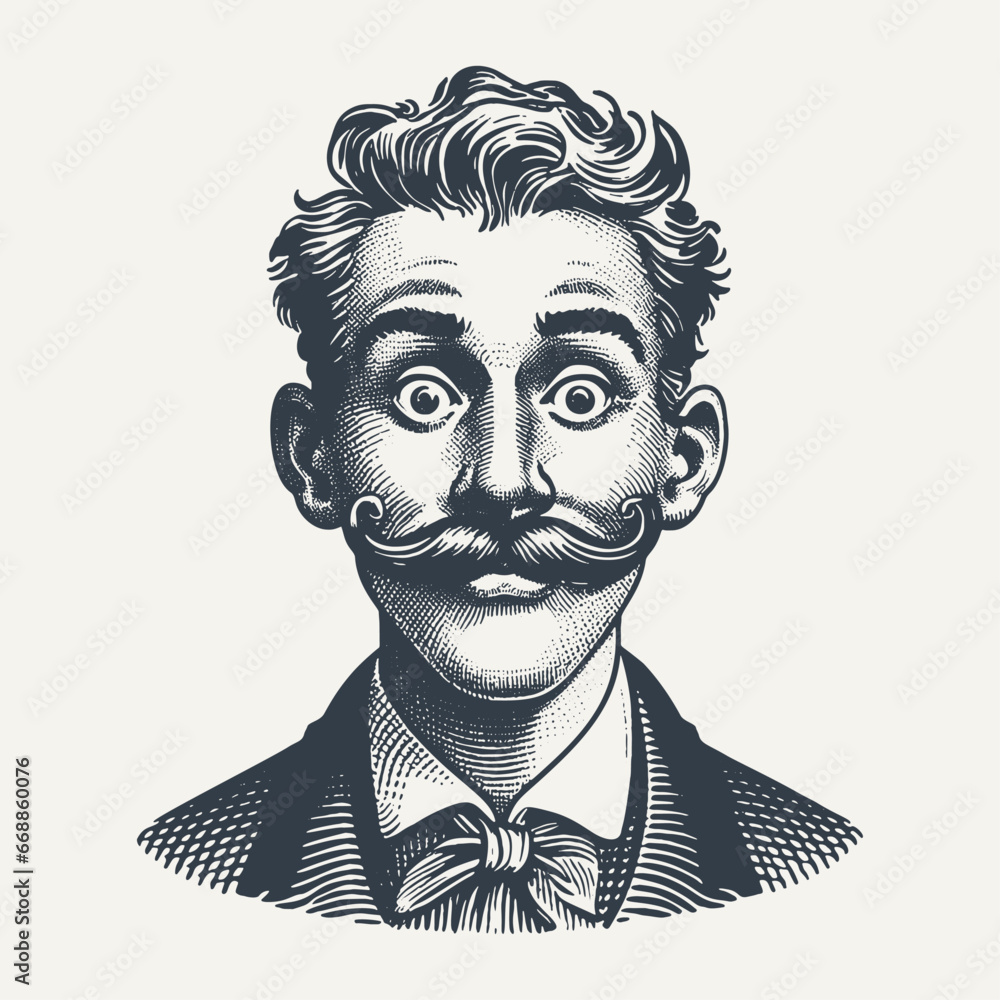 Funny man wih suit and moustache. Portrait of a Funny man with suit and ...