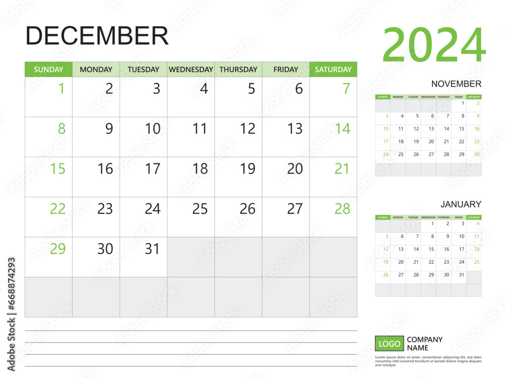 December 2024 year, Calendar planner 2024 template, week start on ...