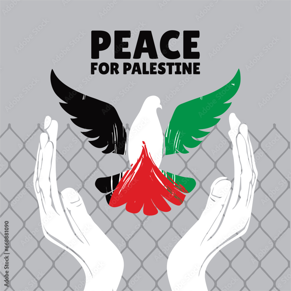 Free Palestine. No war. Flag of Palestine. Support for Palestine. Peace ...