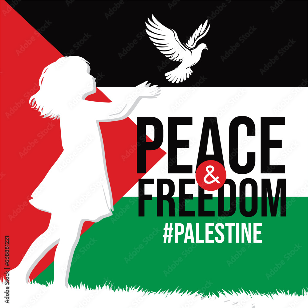Free Palestine. No war. Flag of Palestine. Support for Palestine. Peace ...