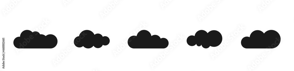 Cloud icons symbol set. Cloud icon, cloud shape. Collection of cloud ...