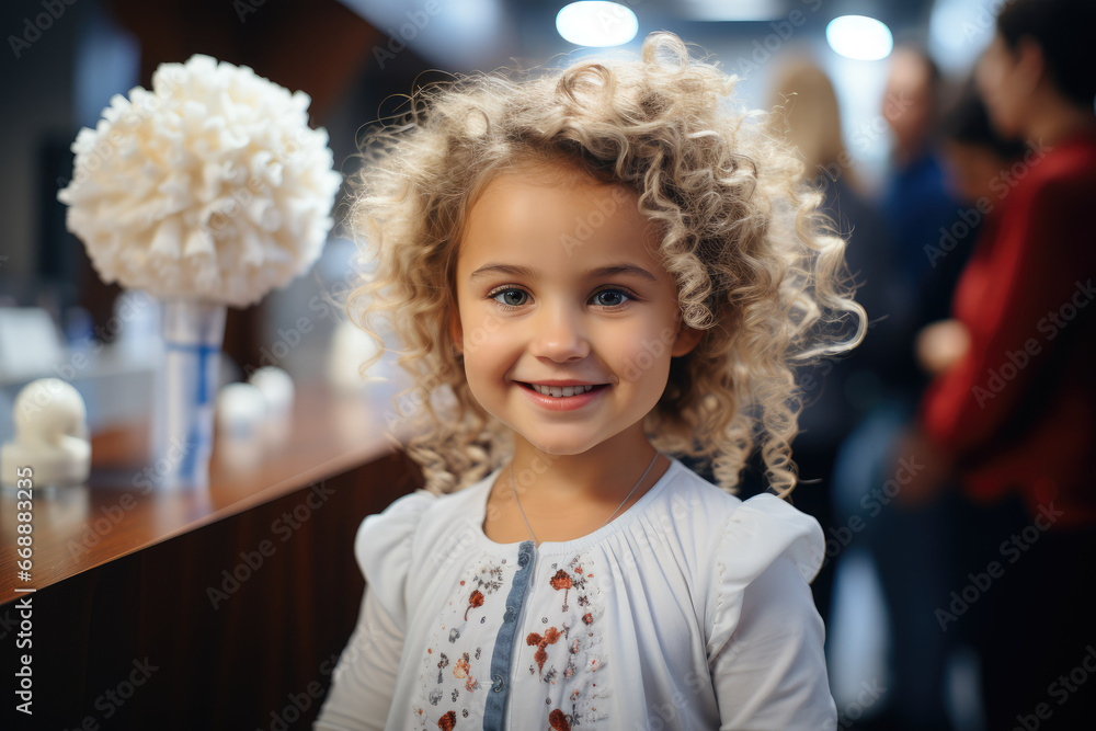 A young girl receiving a vaccination with a brave smile, emphasizing the significance of ...
