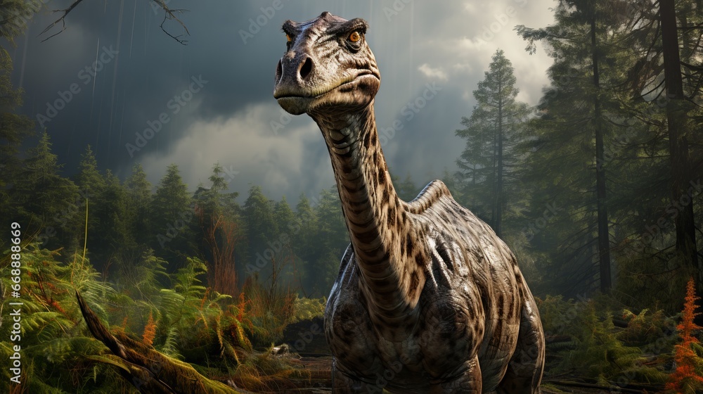 diplodocus, Illustration of a huge dinosaur. Herbivorous lizard ...