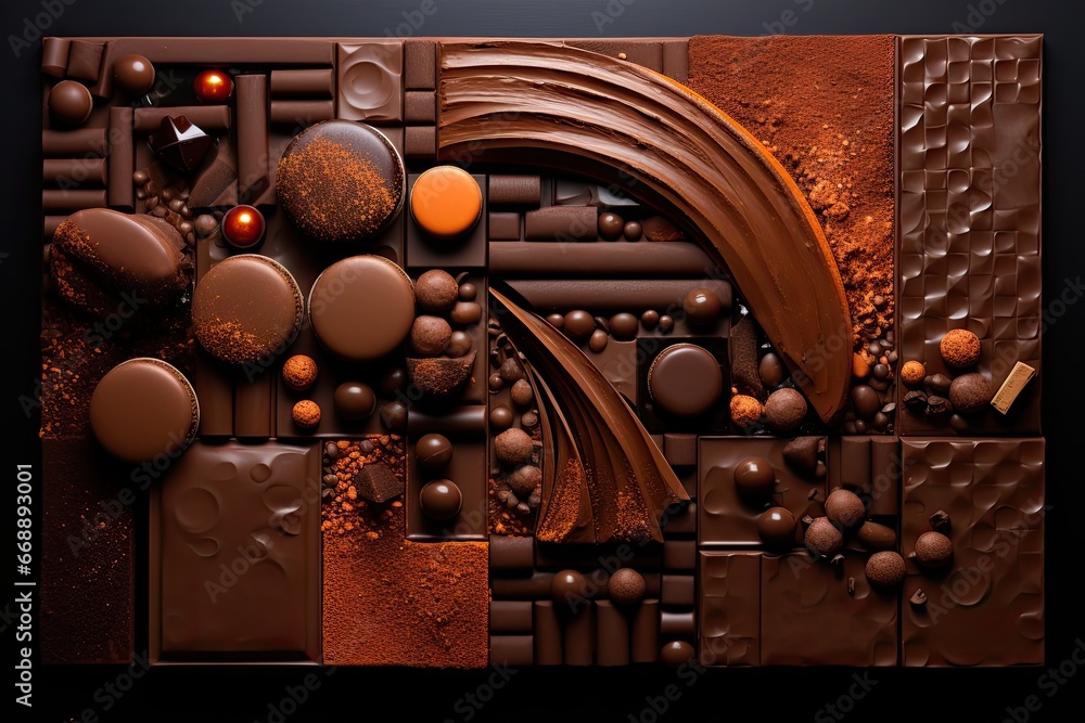 Chocolate collage using chocolate textures and sweets Stock ...