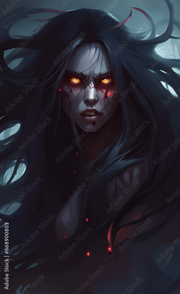 Blurred ghost silhouette in bedroom window at night horror scene on ...