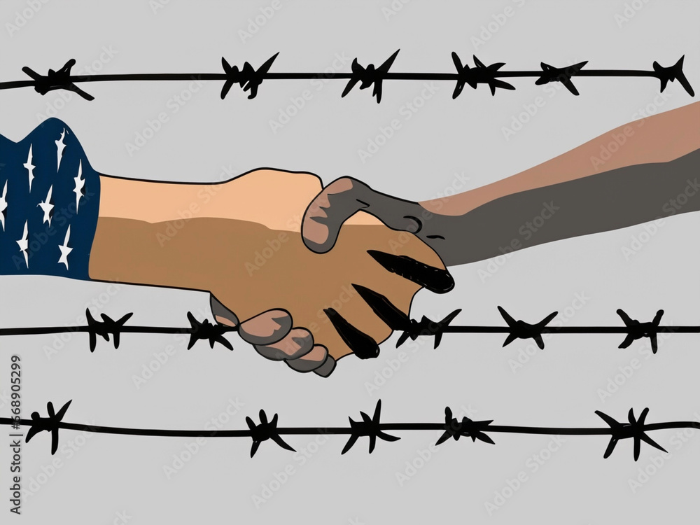 A handshake of two people, a strong symbol symbolizing an agreement, a ...