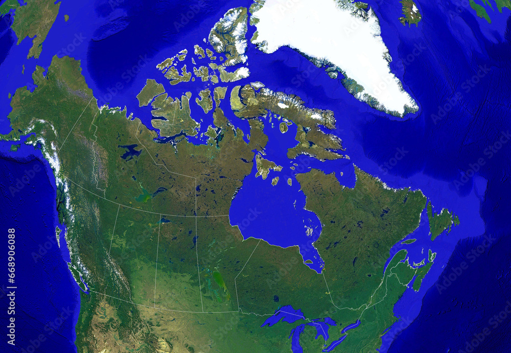 Basemap Satellite Map of Canada with state outlines Stock Illustration ...