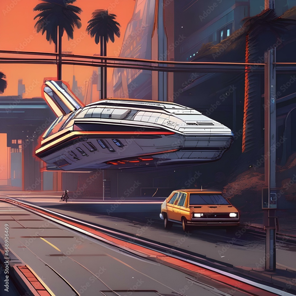 23 Illustrate a pixel art retro spaceship exploring a mysterious alien ...