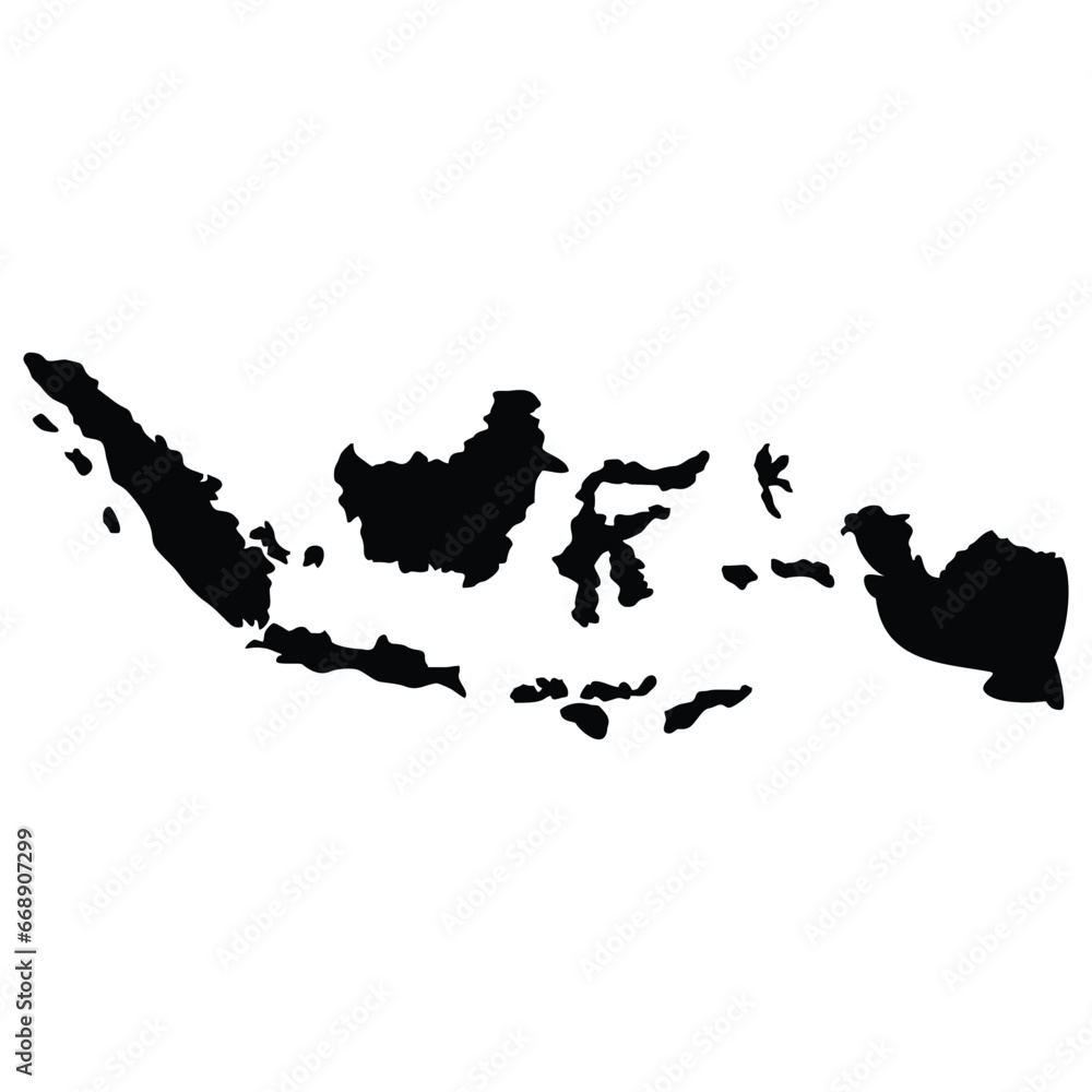 Vetor do Stock: Indonesia - solid black outline border map of country ...