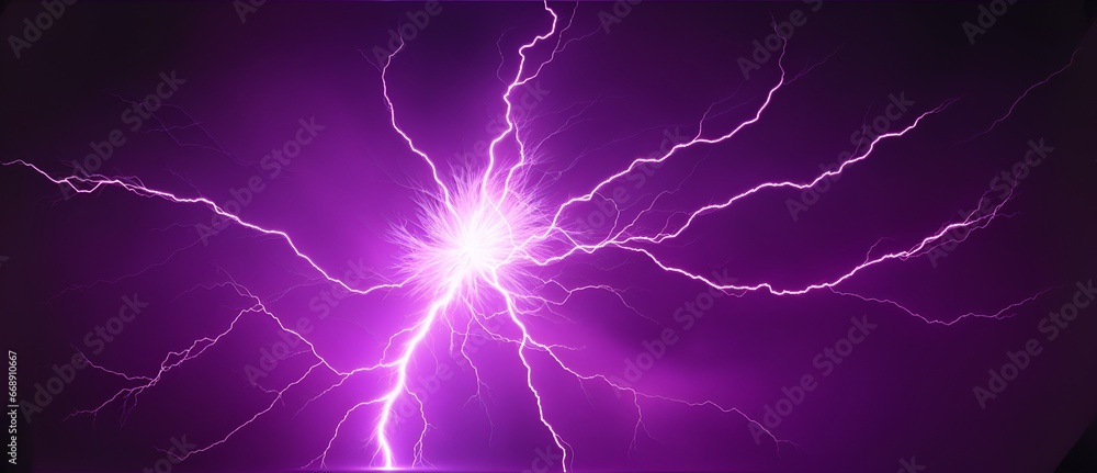 Flashing light effect of purple electric thunder explosion with sparks ...