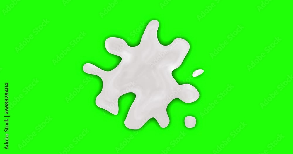 4k 3d white paint splashes on green screen background,white milk splash ...