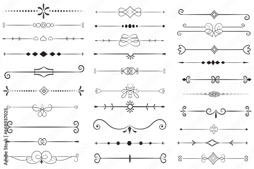 Page Divider And Design Elements. Set of Various Simple Black Divider ...