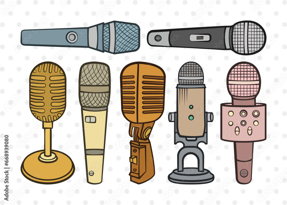 Microphone Clipart SVG Cut File | Mic Svg | Audio Sound Svg | Sound ...