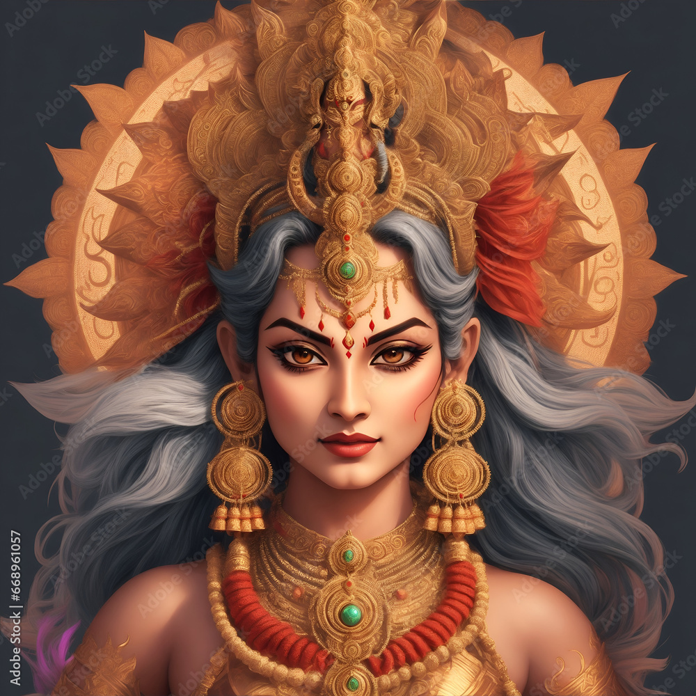 Vector illustration of Goddess Durga maa in Happy Durga Puja by AI ...