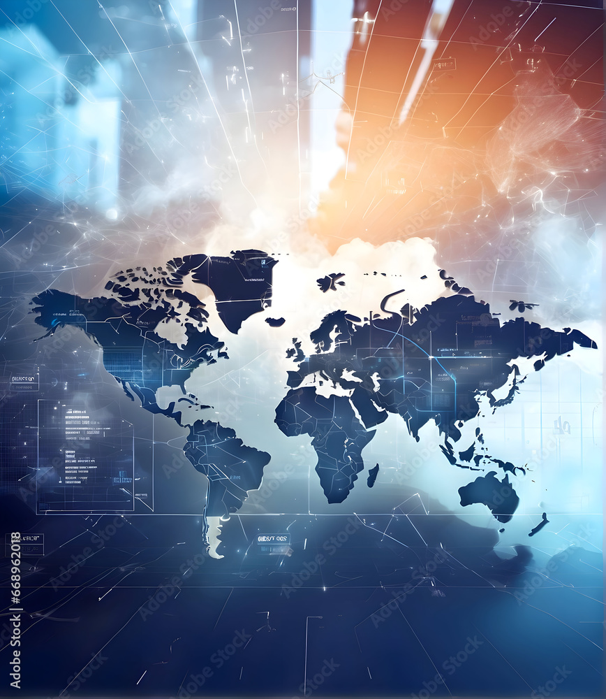 Digital Expansion World Map Redefined,, Modern World Map in the Digital ...