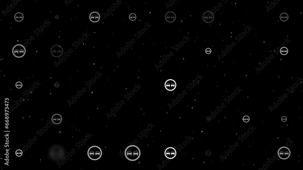 Template animation of evenly spaced no overtaking signs of different ...