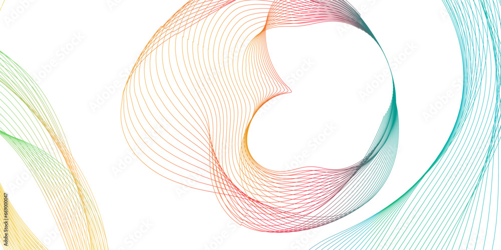 Abstract colorful wave circle line on transparent background modern ...