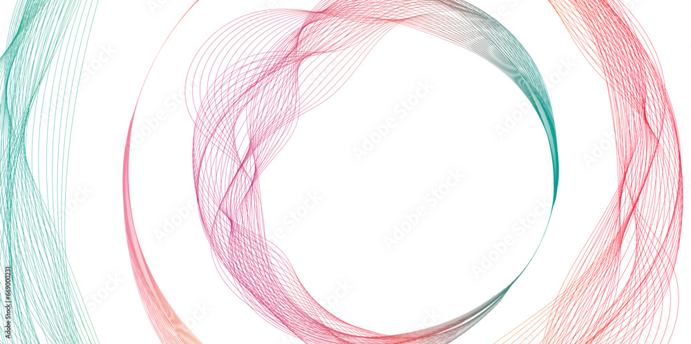 Abstract colorful wave circle line on transparent background modern ...