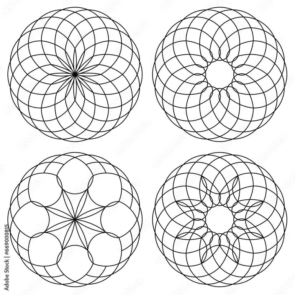 Rounded shape with triangles grid segments. Polygon mesh sphere, sacred ...