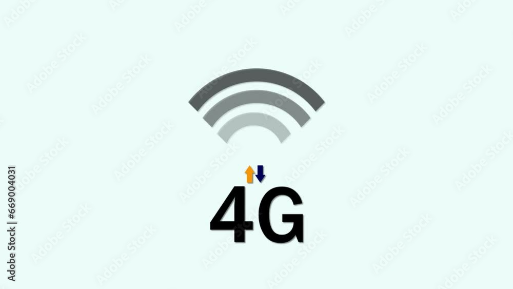 4G network icon animation, 4G network wireless systems and internet ...