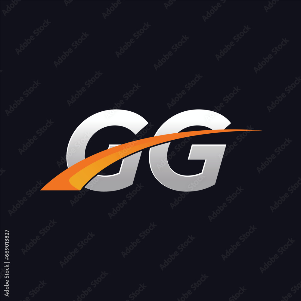GG Initials letter vector illustrations designs overlapping with orange ...