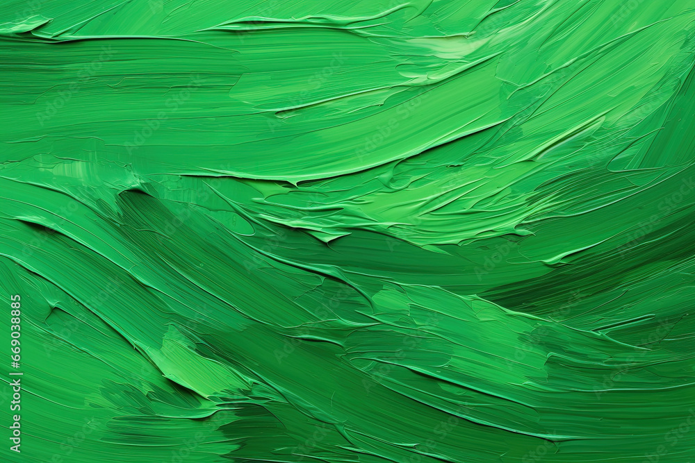 Abstract grass green paint brush strokes. Oil on canvas rough ...