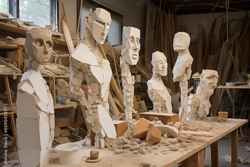 paper mache sculpture in various stages of construction. Art Workshop ...