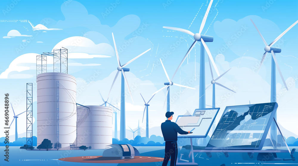 An environmental engineer designing a new energy plant powered by ...