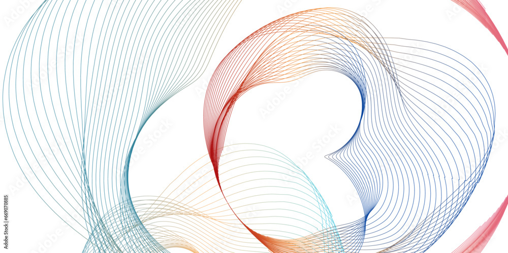 Abstract colorful wave circle line on transparent background modern ...