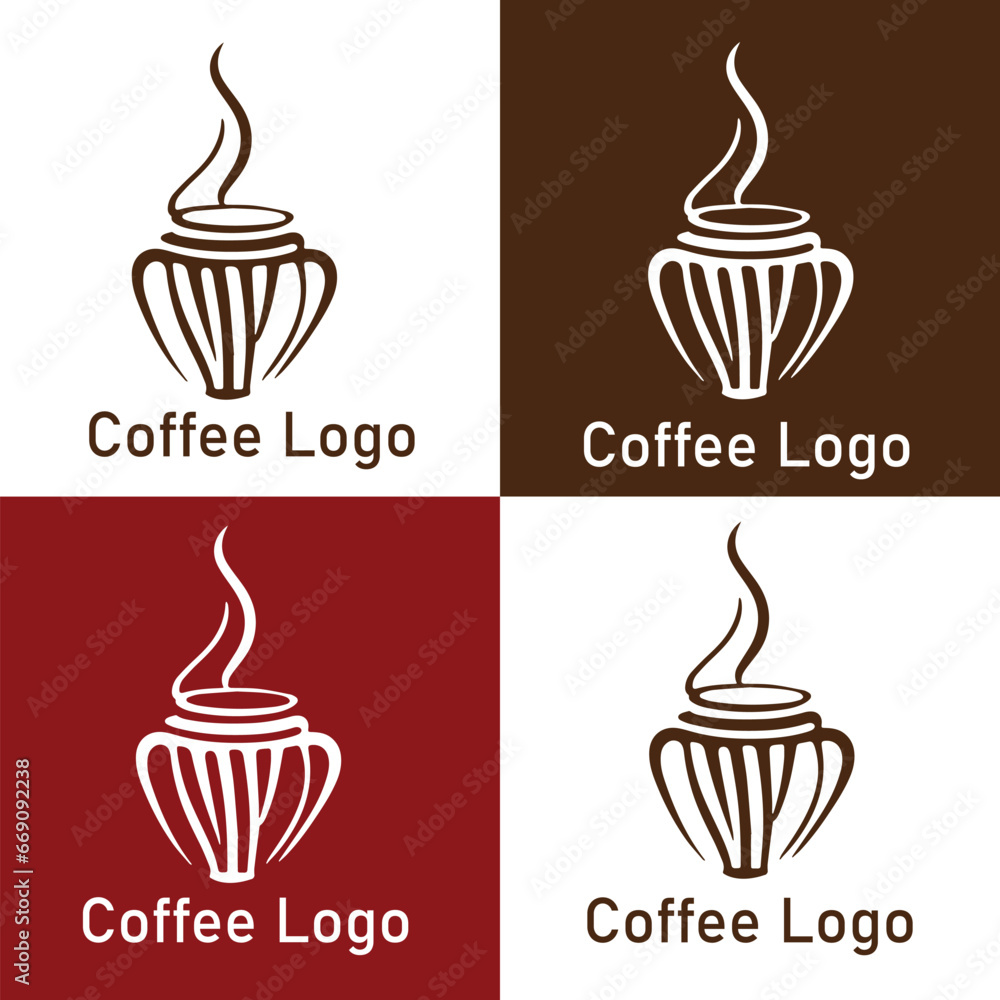 Coffee Logo simple low background black a white Stock Vector | Adobe Stock