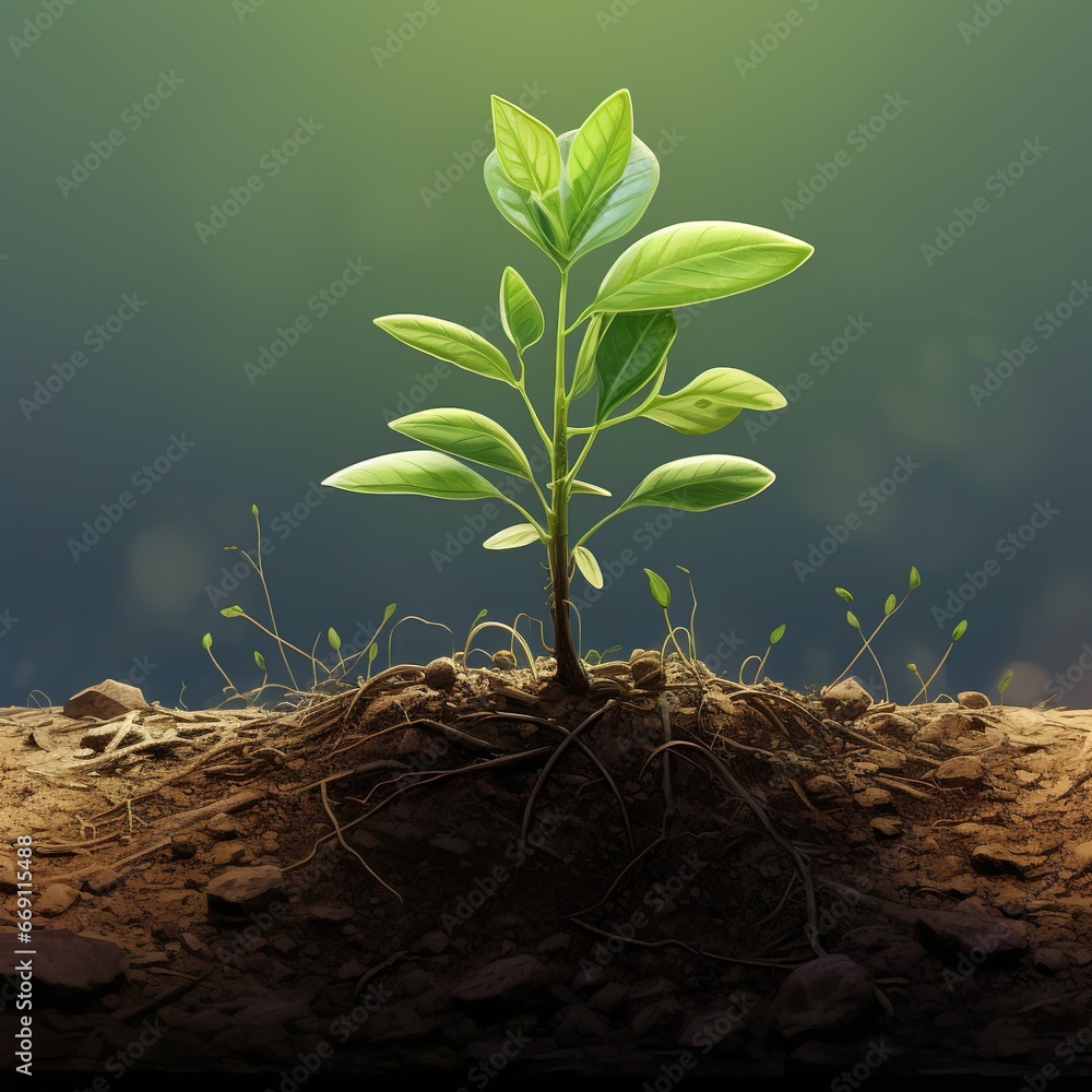 The Evolution Of A Young Plant Symbolizing Growth And Renewal . Сoncept ...