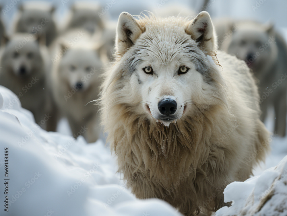 Wolf (Canis lupus) is the largest carnivore of the canine family ...