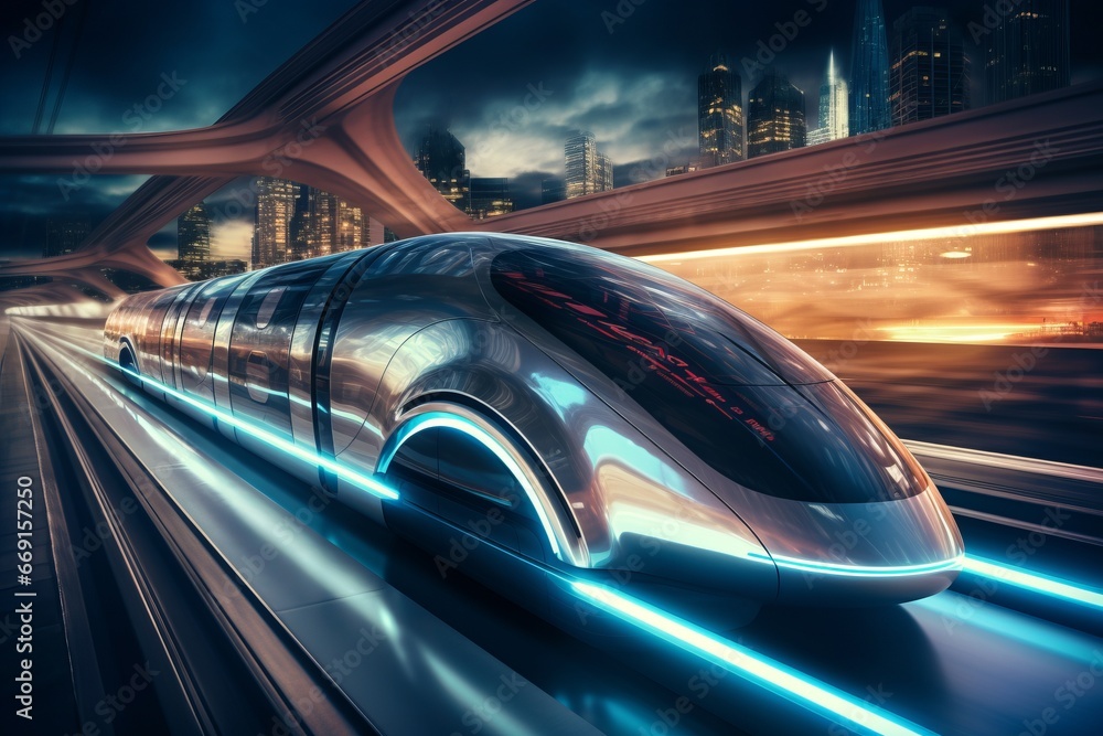 An abstract representation of futuristic transportation modes ...