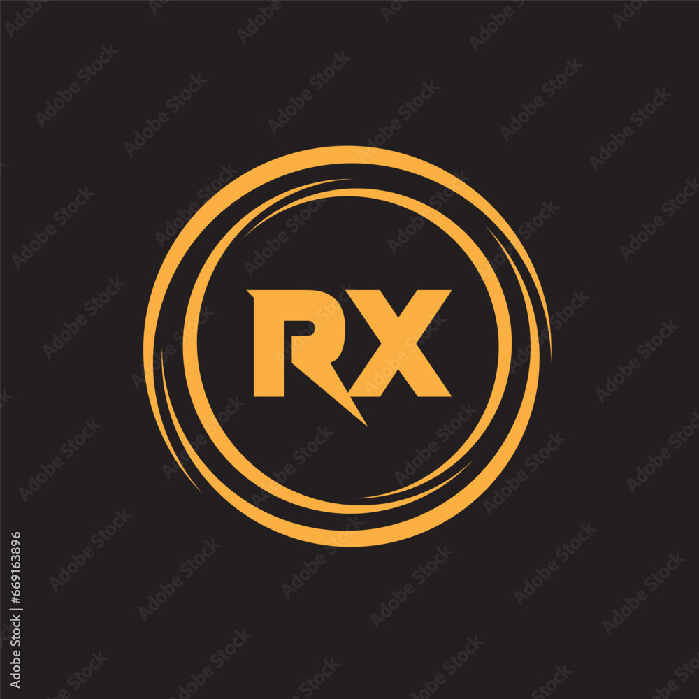 Gold RX alphabet letter logo design. RX logo design vector. Design for ...