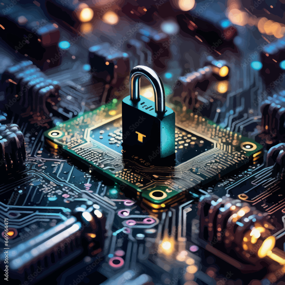 3d rendering cyber security concept with binary circuit lock and ... 3d rendering cyber security concept with binary circuit lock and ...