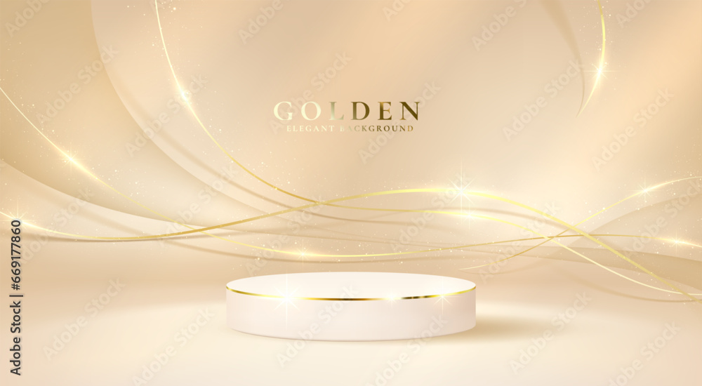 Podium abstract background. Gold platform for presentation. 3d golden ...