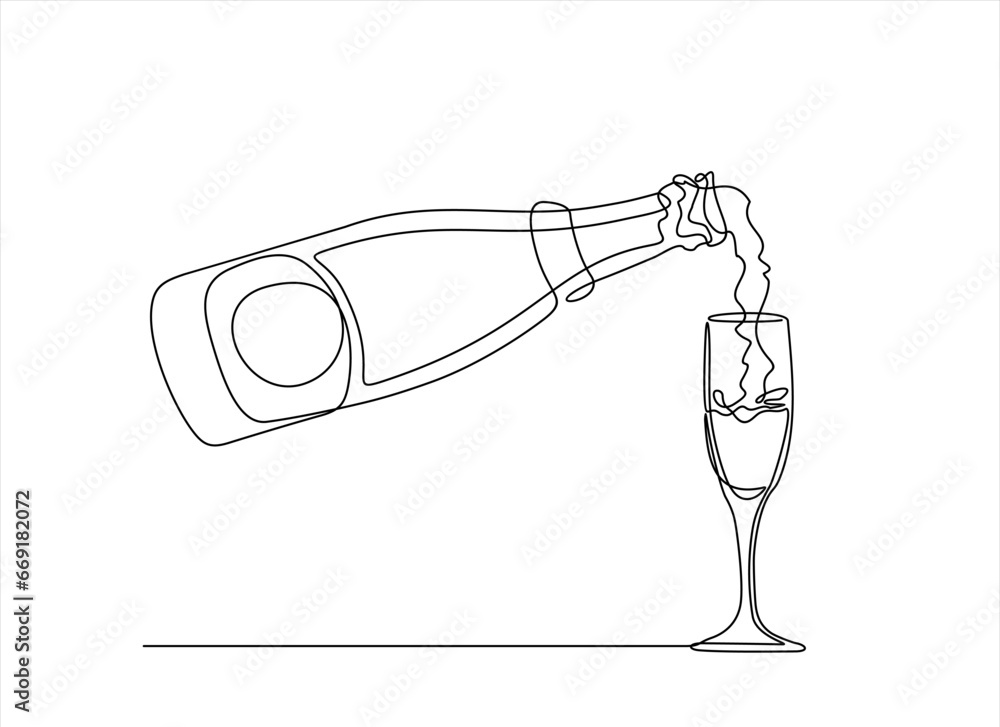 Prosecco glass The process of pouring wine into a glass. Pours ...