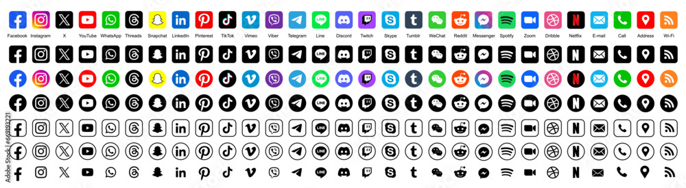 Social media icons 2024. universal logo set Stock Vector | Adobe Stock