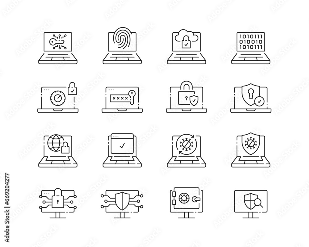 Cybersecurity Icon collection containing 16 editable stroke icons ...