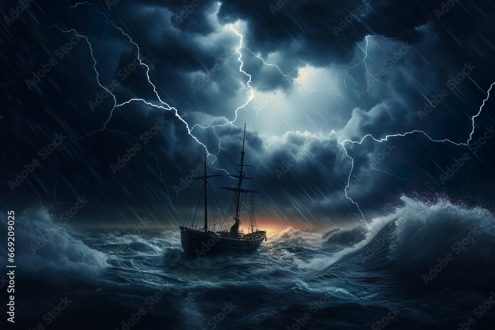 Nature's Fury Ocean Storm and Sky Lightning, Sky Lightning Water Ocean ...